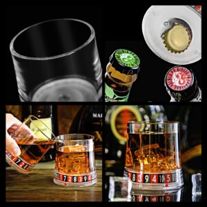 Acrylic Wine Glasses, 5 oz Clear Roulette Shot Spinning Whiskey Glasses, with Beer Bottle Opener, Plastic Reusable Drinking Glasses, Unique Gift for Men Husband Father (C)