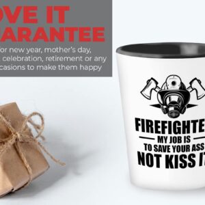 Flairy Land Firefighter Shot Glass 1.5oz - save your ess - Fire Chief Fireman, Fire Department, Rescuer, Fire Helmet, Firefighter Dad, Firefighter Mom