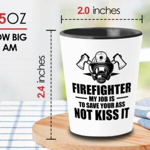 Flairy Land Firefighter Shot Glass 1.5oz - save your ess - Fire Chief Fireman, Fire Department, Rescuer, Fire Helmet, Firefighter Dad, Firefighter Mom