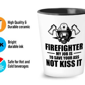 Flairy Land Firefighter Shot Glass 1.5oz - save your ess - Fire Chief Fireman, Fire Department, Rescuer, Fire Helmet, Firefighter Dad, Firefighter Mom