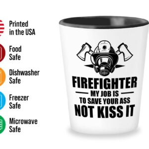 Flairy Land Firefighter Shot Glass 1.5oz - save your ess - Fire Chief Fireman, Fire Department, Rescuer, Fire Helmet, Firefighter Dad, Firefighter Mom