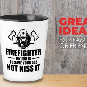 Flairy Land Firefighter Shot Glass 1.5oz - save your ess - Fire Chief Fireman, Fire Department, Rescuer, Fire Helmet, Firefighter Dad, Firefighter Mom