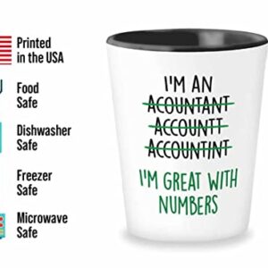 Bubble Hugs Accounting Shot Glass 1.5oz - Great with Numbers - Accountant CPA Auditor Employee Coworker Bookkeeper Finance