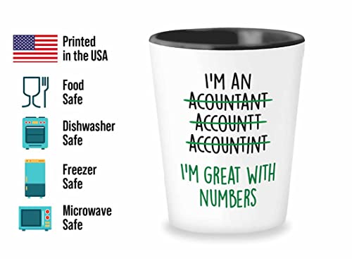 Bubble Hugs Accounting Shot Glass 1.5oz - Great with Numbers - Accountant CPA Auditor Employee Coworker Bookkeeper Finance