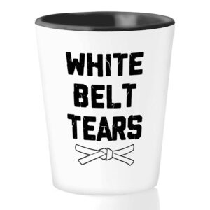 martial art shot glass 1.5oz - white belt tears - karate taekwondo kung fu jiu jitsu matress sport belt optimistic cool club punch kick athletes