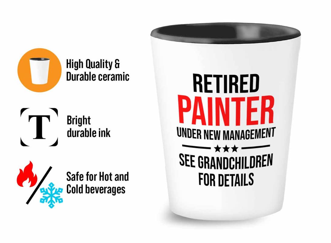 Flairy Land Painter Shot Glass 1.5oz - Retired painter - Art Teacher Gift Artist Painter Watercolorist Airbrush Potrait Paint Illustrator