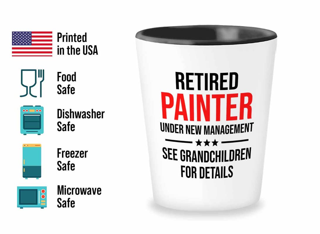 Flairy Land Painter Shot Glass 1.5oz - Retired painter - Art Teacher Gift Artist Painter Watercolorist Airbrush Potrait Paint Illustrator