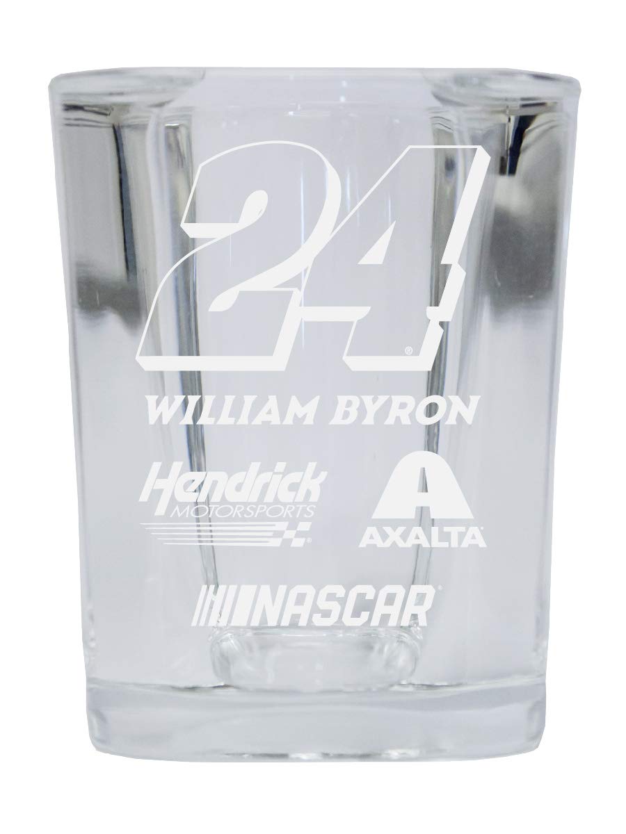 R and R Imports William Byron NASCAR #24 Etched Square Shot Glass