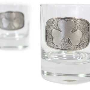 Shamrock Irish Whiskey Glasses Pewter Set of Two Made in Ireland