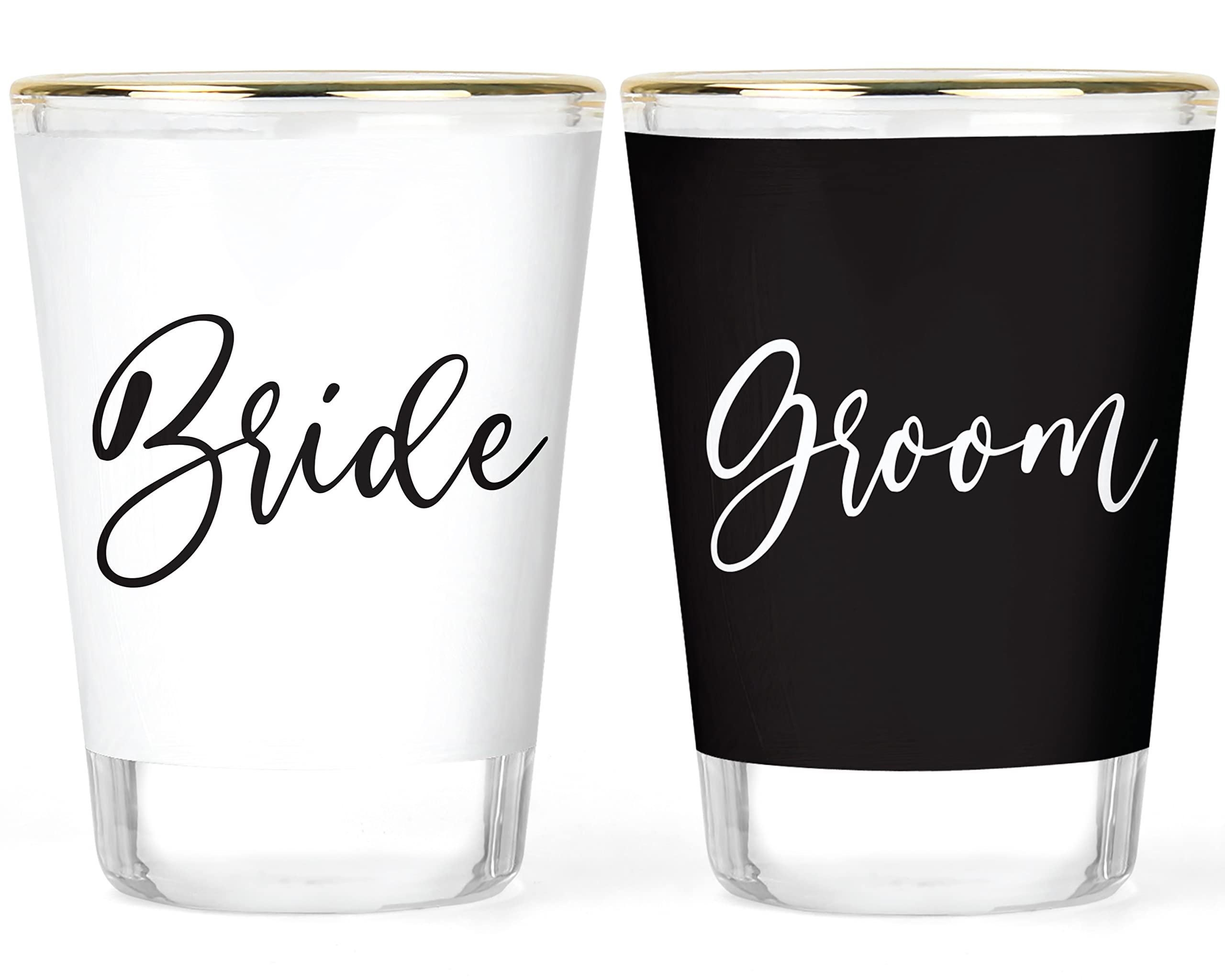 Shot Glasses Bride and Groom - Wedding Shot Glasses - Bride & Groom Gift - Gift for the Couple - Wedding Gift Glass Set