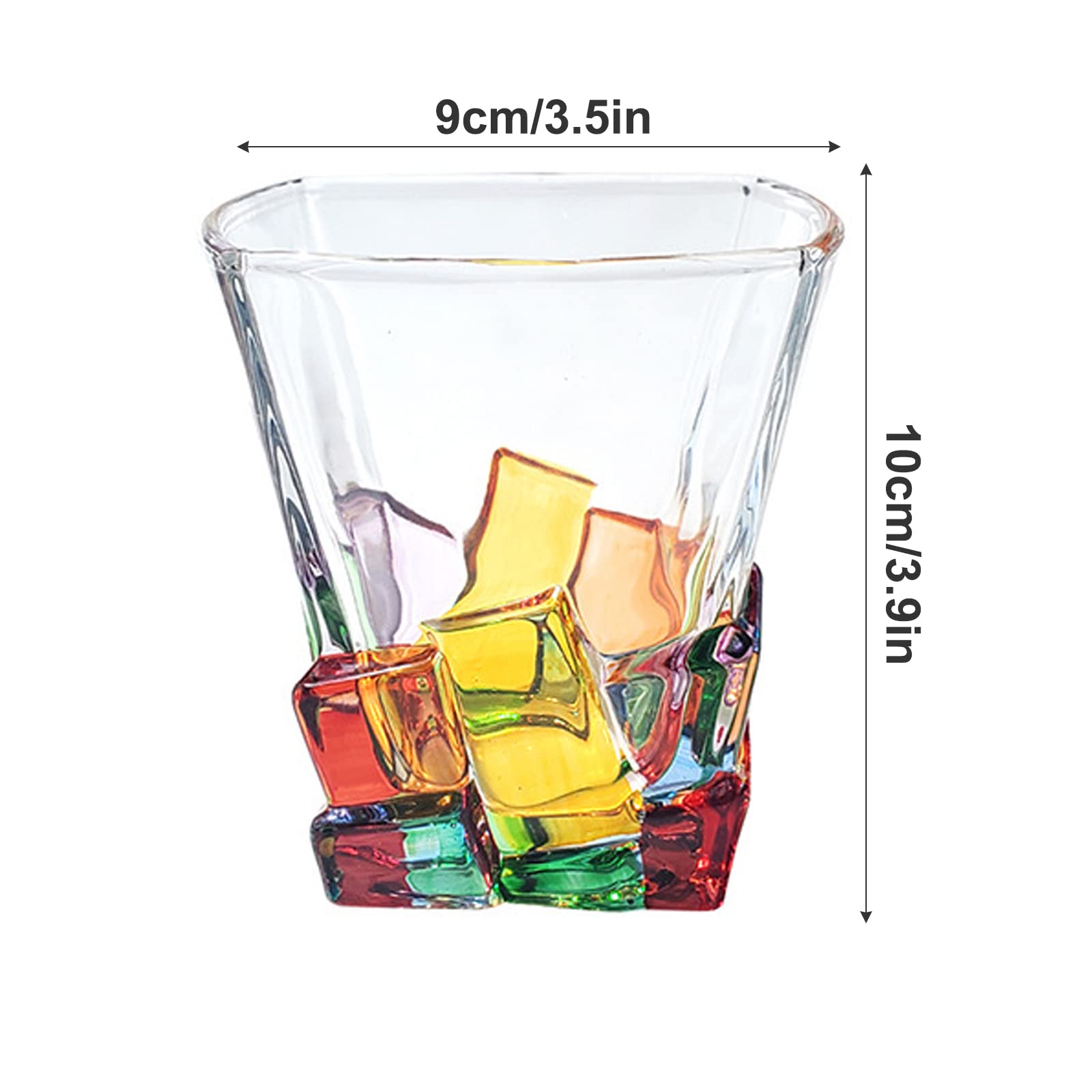 RXMORI 2PCS Colorful Drinking Glasses,Hand Painted Crystal Whiskey Glasses,Colorful Water Glasses Cocktail Glasses,Crystal Glass Whiskey Glass Juice Water Glass