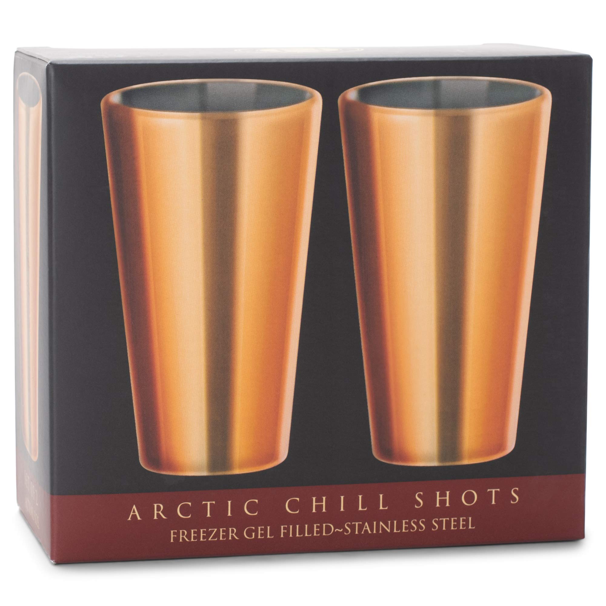 Cork Pops Arctic Chill Copper-Tone 2 Ounce Freezer Gel Shot Glass Set of 2