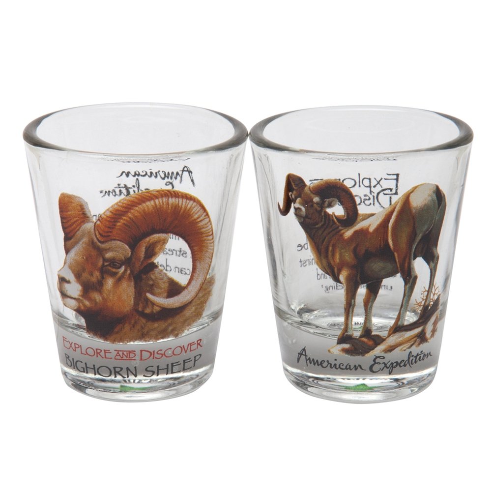 American Expedition 2SHT-146 SET OF - 2 SHOT GLASSES - BIGHORN SHEEP