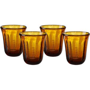 artland savannah bubble dof glass, set of 4, amber