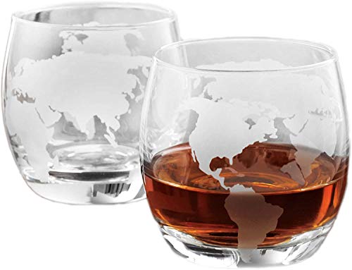 COLIBYOU Globe Whiskey Glasses - 12 Oz (350ml) 2 Pack