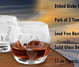 COLIBYOU Globe Whiskey Glasses - 12 Oz (350ml) 2 Pack