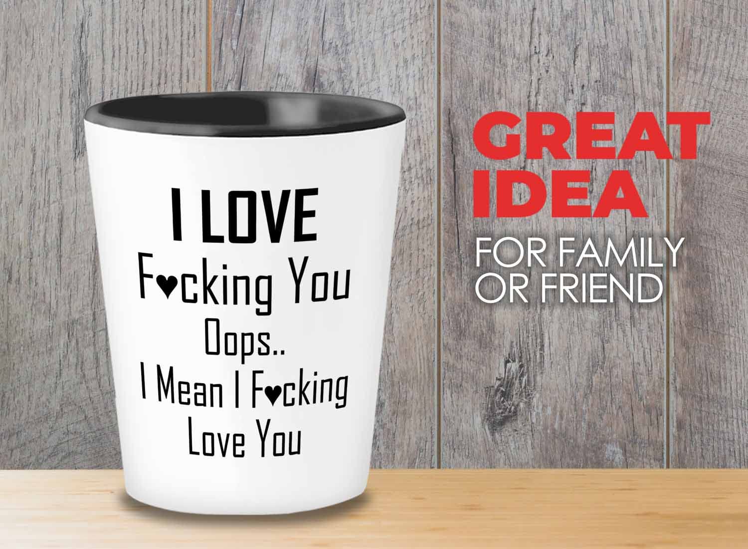 Bubble Hugs Family Shot Glass 1.5oz - I Fcking Love You - Husband Funny Dad Wife Spouse Fiance Fiancee Daughter Children Son