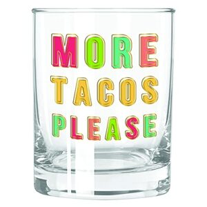 slant collections cocktail glass double old fashioned glass, 12-ounce, more tacos please