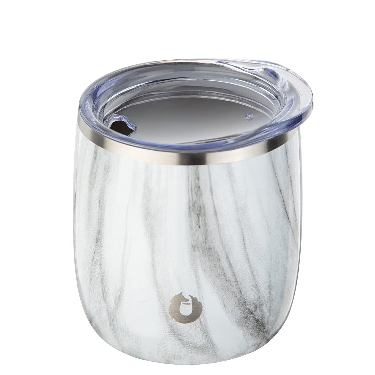 Snowfox Vacuum Insulated Stainless Steel Whiskey Rocks Glass with Lid - Old Fashioned, Whiskey, Lowball Glasses - Elegant Home Bartending - Beverages & Cocktails Stay Cold - Marble