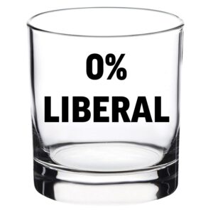 Funny 0% Liberal Conservative Republican Old Fashioned Whiskey Glass Drinking Cup Gift For Conservative or Republican