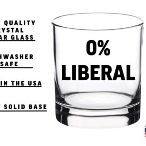 Funny 0% Liberal Conservative Republican Old Fashioned Whiskey Glass Drinking Cup Gift For Conservative or Republican