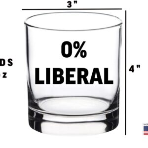 Funny 0% Liberal Conservative Republican Old Fashioned Whiskey Glass Drinking Cup Gift For Conservative or Republican