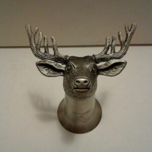 Set of 2 Jagermeister 10 Point Deer Stag Buck Head Metal Pewter & Stainless Steel Stirrup Cup Shooter Shot Glasses