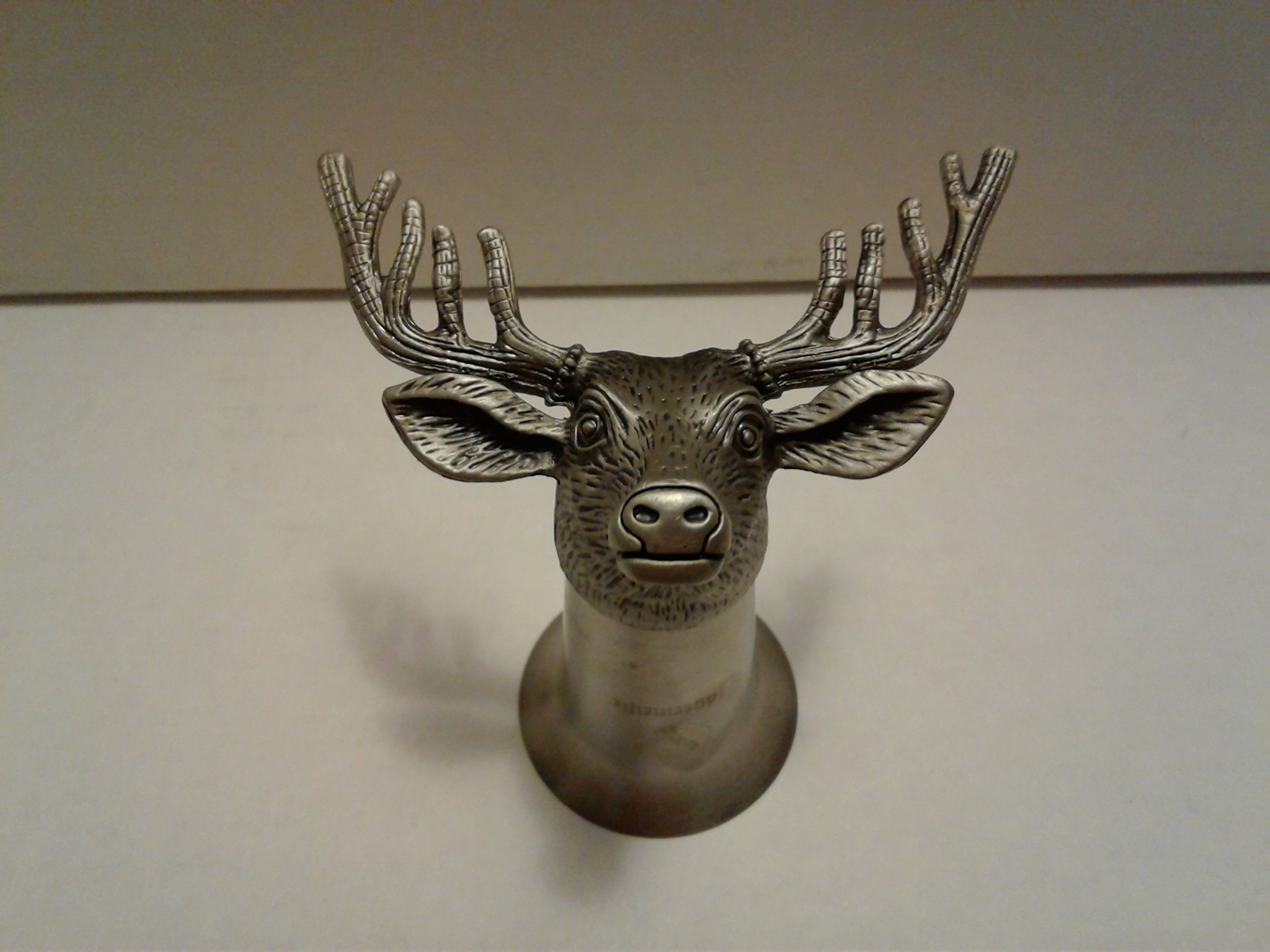 Set of 2 Jagermeister 10 Point Deer Stag Buck Head Metal Pewter & Stainless Steel Stirrup Cup Shooter Shot Glasses