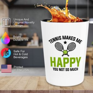 Flairy Land Tennis Shot Glass 1.5oz - Tennis make me happy - Sport Teammate Athletic Gymnastics Pro Player Athlete Coach court tennis