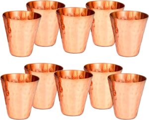 omg deals handcrafted 100% pure copper bar cocktail/wine glasses/shot glasses capacity - 2 ounce. (hammered shot glasses, 10)