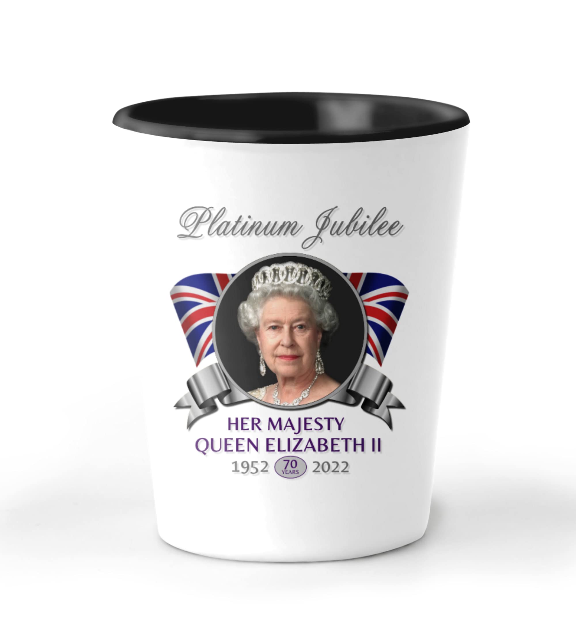 Cyber Hutt West Queen Elizabeth II Platinum Jubilee Shot Glass Commemorating 70 Years