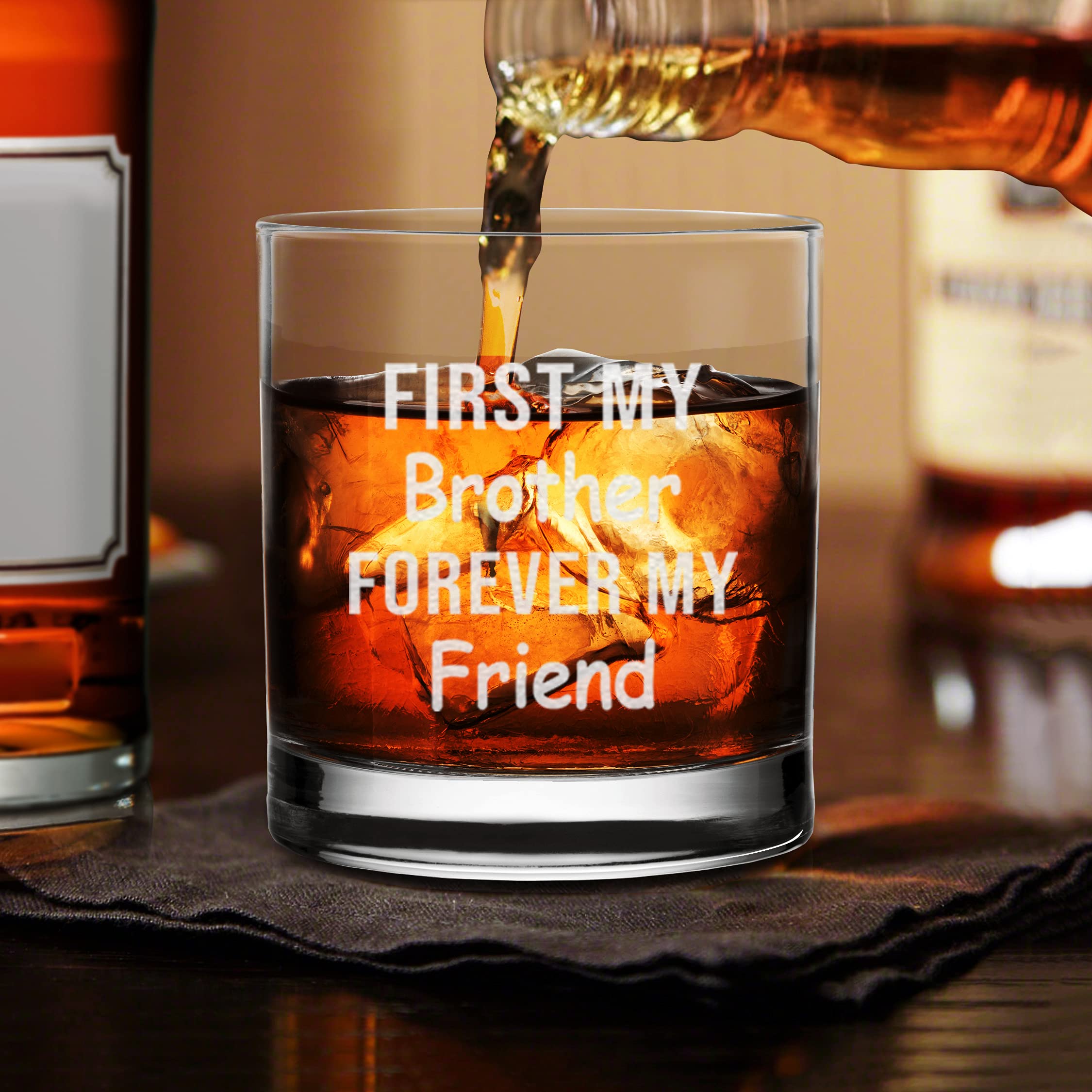 NeeNoNex First my Brother Forever my Friend Whiskey Glass - Great Gift for Birthday, or Christmas Gift for Brother, Brothers