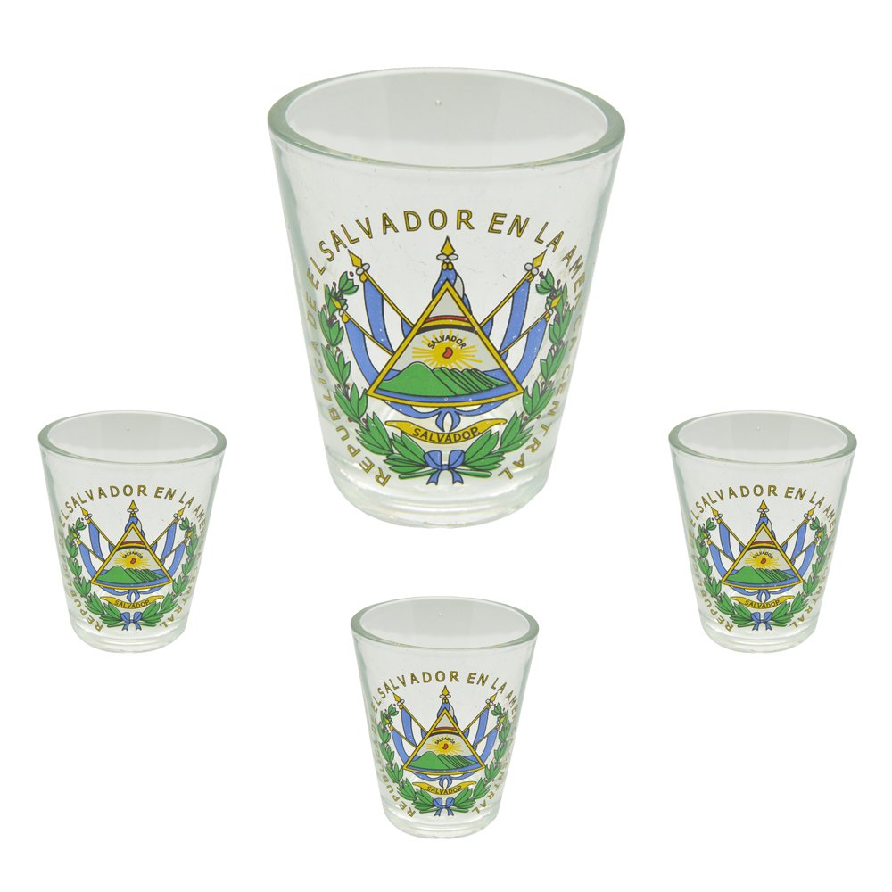 accmall Shot Glasses El Salvador 1 1/2 oz 4 piece