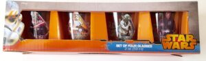 star wars shot glasses - set of 4 - yoda, vader, trooper & maul - 2 oz each.