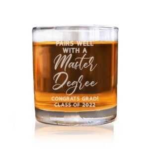 American Sign Letters Pairs Well With A Masters Degree Congrats Grad Whiskey Glass - Graduation Glass, 2022 Whiskey Glass, Graduation Gift