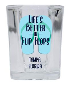 tampa florida souvenir 2 ounce square shot glass flip flop design