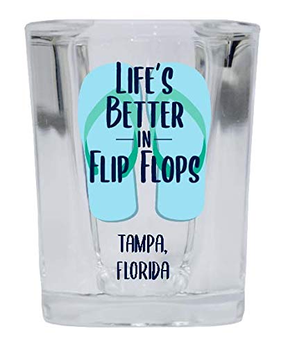 Tampa Florida Souvenir 2 Ounce Square Shot Glass Flip Flop Design