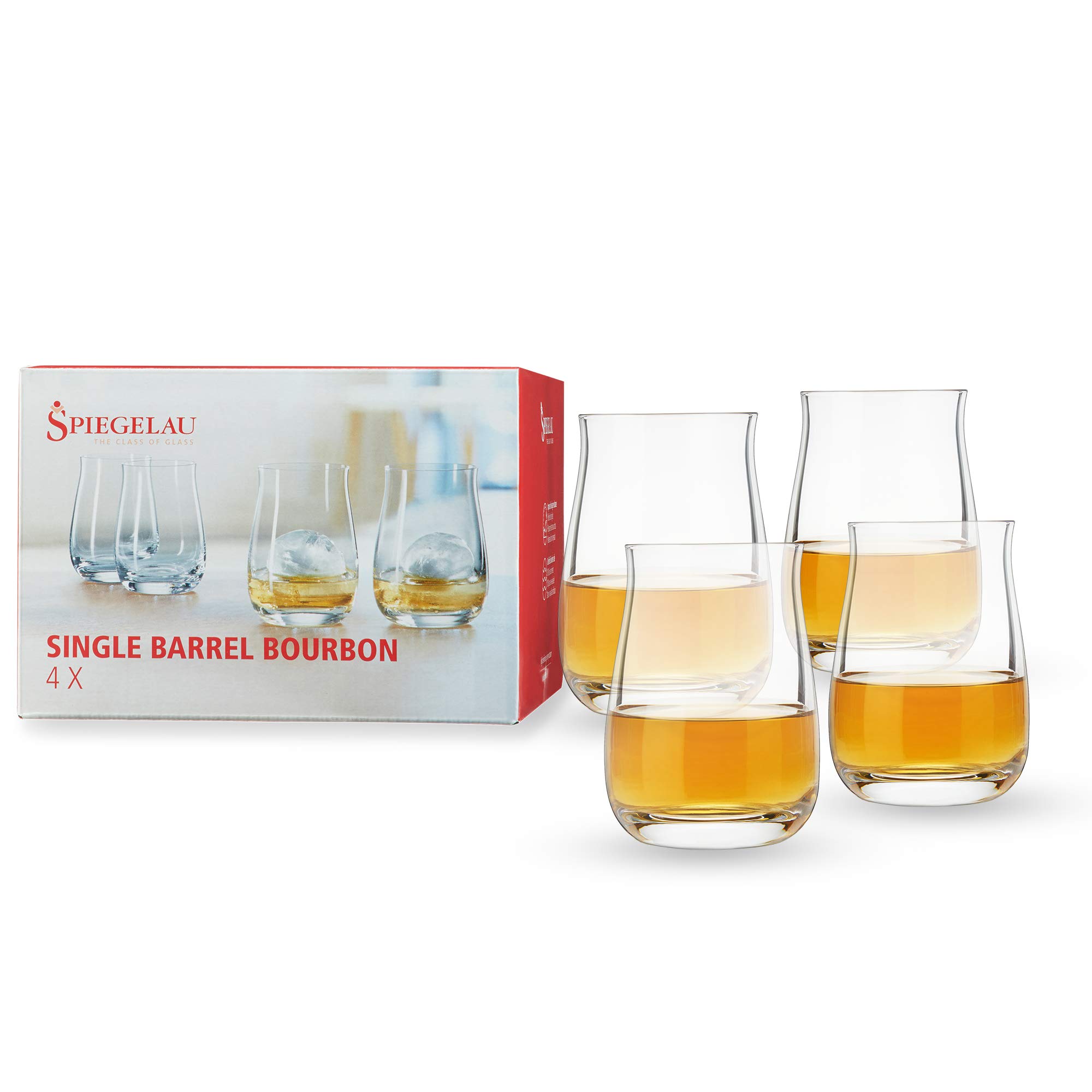 Spiegelau Single Barrel Bourbon Glasses, Set of 2, European-Made Lead-Free Crystal, Modern Whiskey Glasses, Dishwasher Safe, Professional Quality Cocktail Glass Gift Set, 13.25 oz