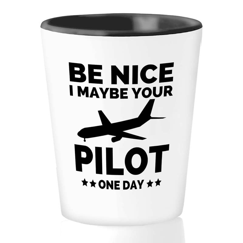 Bubble Hugs Pilot Shot Glass 1.5Oz - Pilot One Day - Pilot Gifts Airplane Flying Captains Aviator Airline Aviation