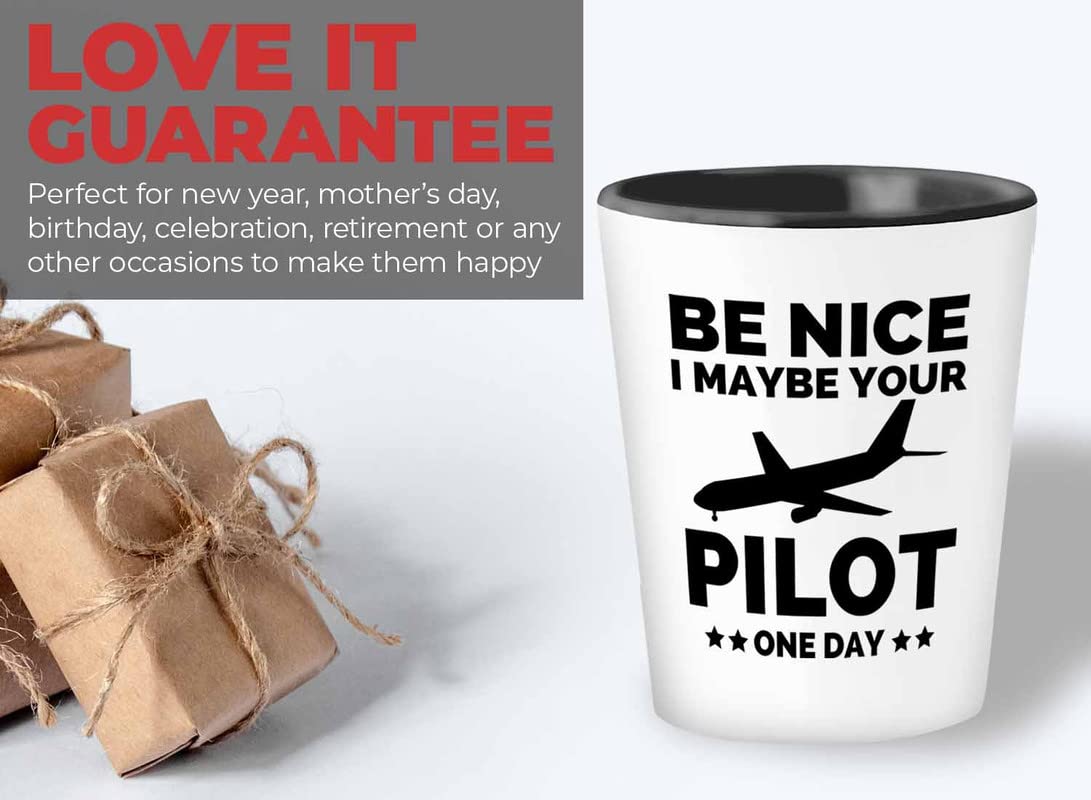 Bubble Hugs Pilot Shot Glass 1.5Oz - Pilot One Day - Pilot Gifts Airplane Flying Captains Aviator Airline Aviation