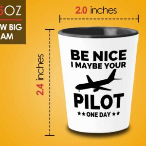 Bubble Hugs Pilot Shot Glass 1.5Oz - Pilot One Day - Pilot Gifts Airplane Flying Captains Aviator Airline Aviation