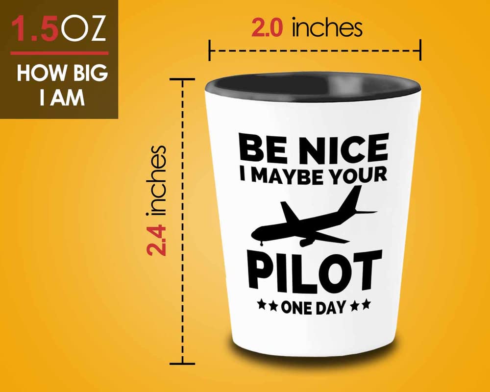 Bubble Hugs Pilot Shot Glass 1.5Oz - Pilot One Day - Pilot Gifts Airplane Flying Captains Aviator Airline Aviation