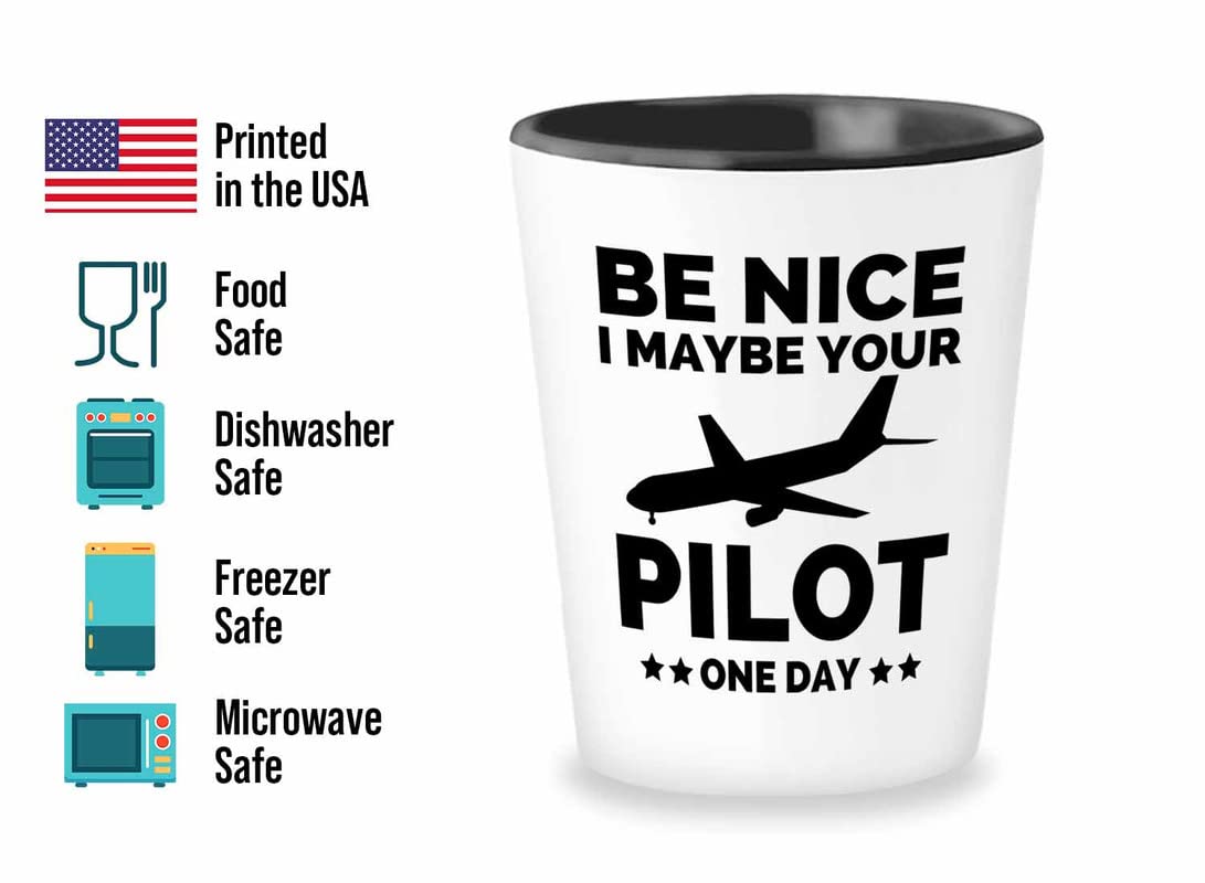 Bubble Hugs Pilot Shot Glass 1.5Oz - Pilot One Day - Pilot Gifts Airplane Flying Captains Aviator Airline Aviation