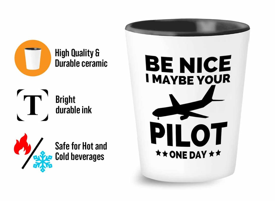 Bubble Hugs Pilot Shot Glass 1.5Oz - Pilot One Day - Pilot Gifts Airplane Flying Captains Aviator Airline Aviation