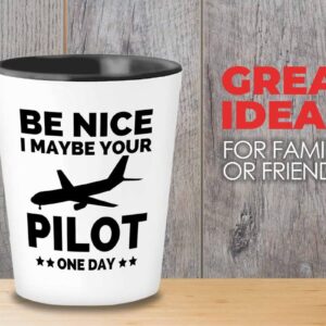 Bubble Hugs Pilot Shot Glass 1.5Oz - Pilot One Day - Pilot Gifts Airplane Flying Captains Aviator Airline Aviation