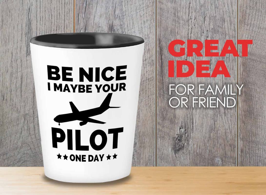 Bubble Hugs Pilot Shot Glass 1.5Oz - Pilot One Day - Pilot Gifts Airplane Flying Captains Aviator Airline Aviation