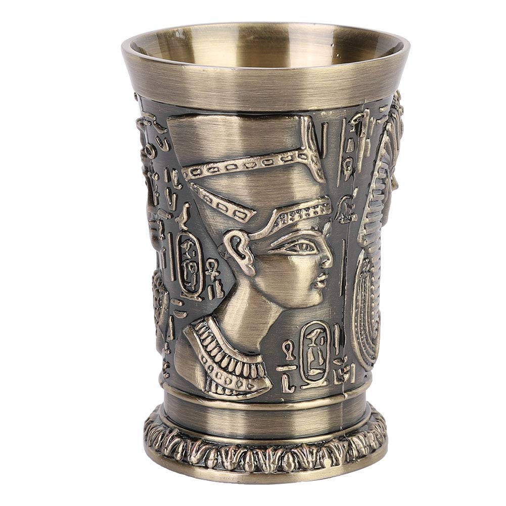 Shot Glass, Metal Vintage Egyptian Shot Glass Sun God Pattern Creative Wine Shot Glass Personalized Sip Glass Whiskey Shot Glass Metal Wine Shot Glass Bronze Whiskey Wine Cup for Home Bar