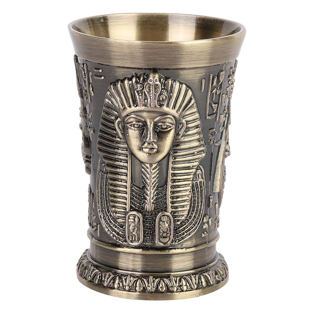 Shot Glass, Metal Vintage Egyptian Shot Glass Sun God Pattern Creative Wine Shot Glass Personalized Sip Glass Whiskey Shot Glass Metal Wine Shot Glass Bronze Whiskey Wine Cup for Home Bar