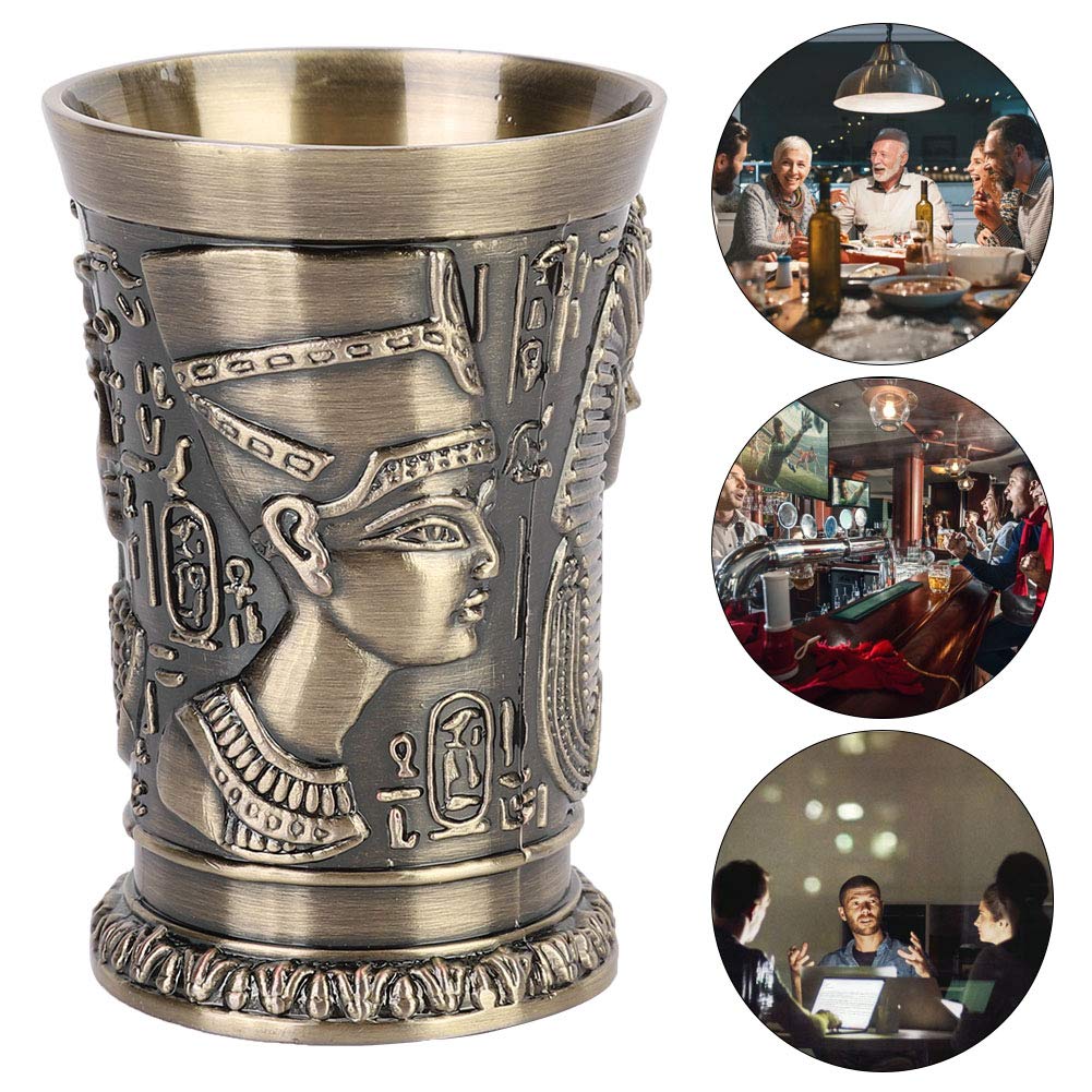 Shot Glass, Metal Vintage Egyptian Shot Glass Sun God Pattern Creative Wine Shot Glass Personalized Sip Glass Whiskey Shot Glass Metal Wine Shot Glass Bronze Whiskey Wine Cup for Home Bar