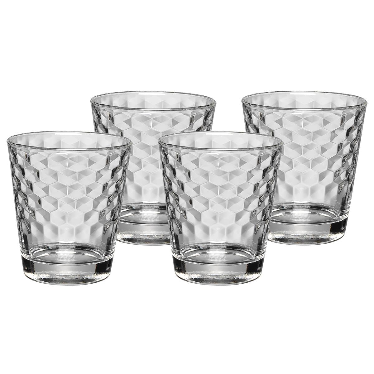 WMF Tumbler Glasses Set of 4聽Tumblers with Honeycomb Structure Cocktail Long Drink Glass Heat Resistant Dishwasher Safe, Glass, Transparent, 18 x 18 x 11 cm